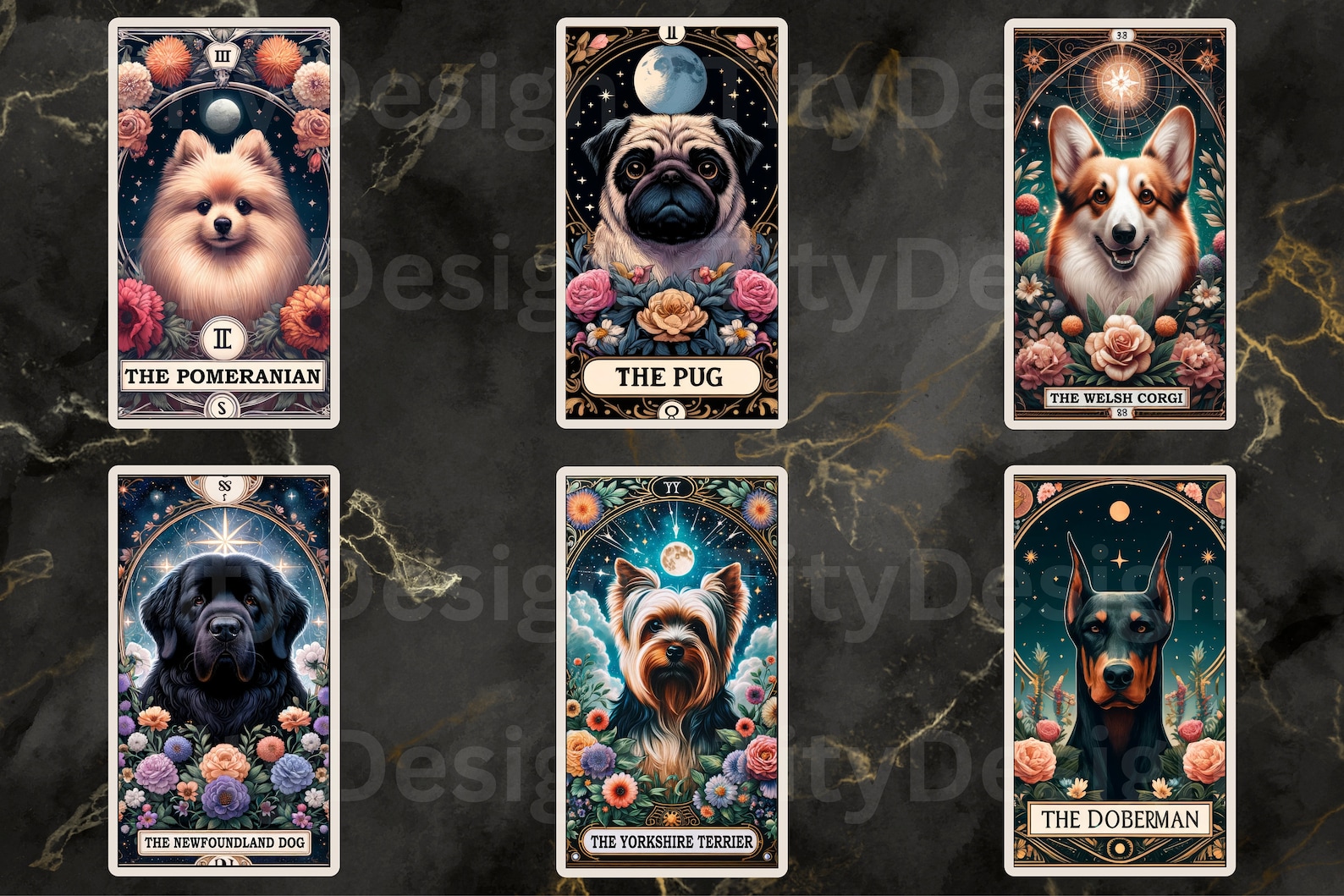 Dog Tarot Cards - 30 Funny Tarot Pngs | Tarot Card Clipart | Dog Lover ...