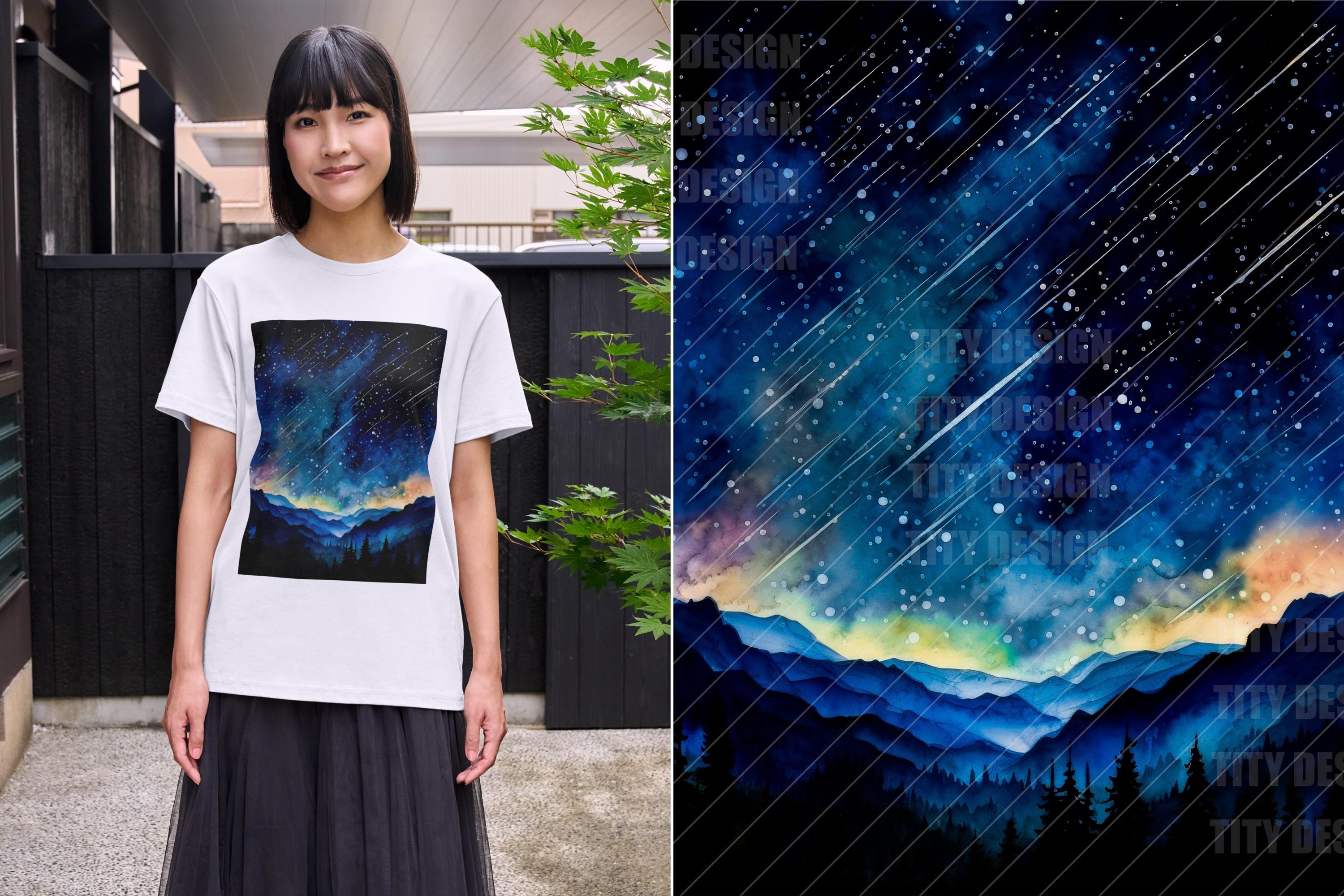 Starry Night Digital Paper 50 Blue Watercolor Texture Night Sky ...