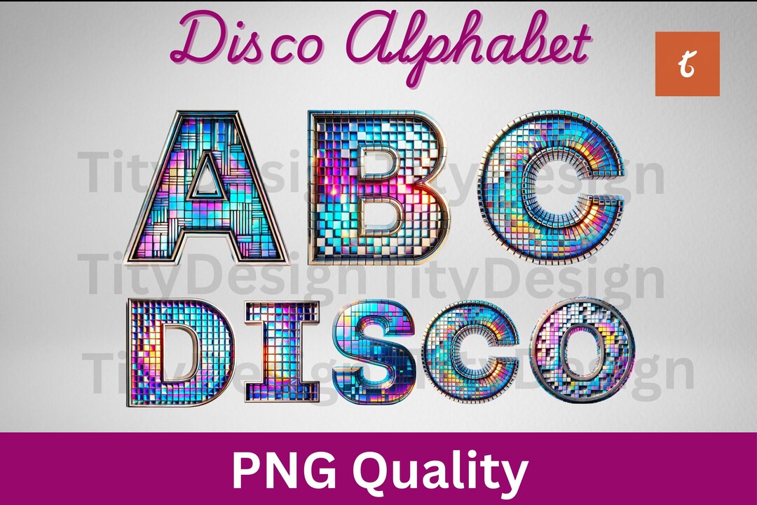 Disco Alphabet Clipart, Digital Glitter Font, Shiny Silver Letters ...