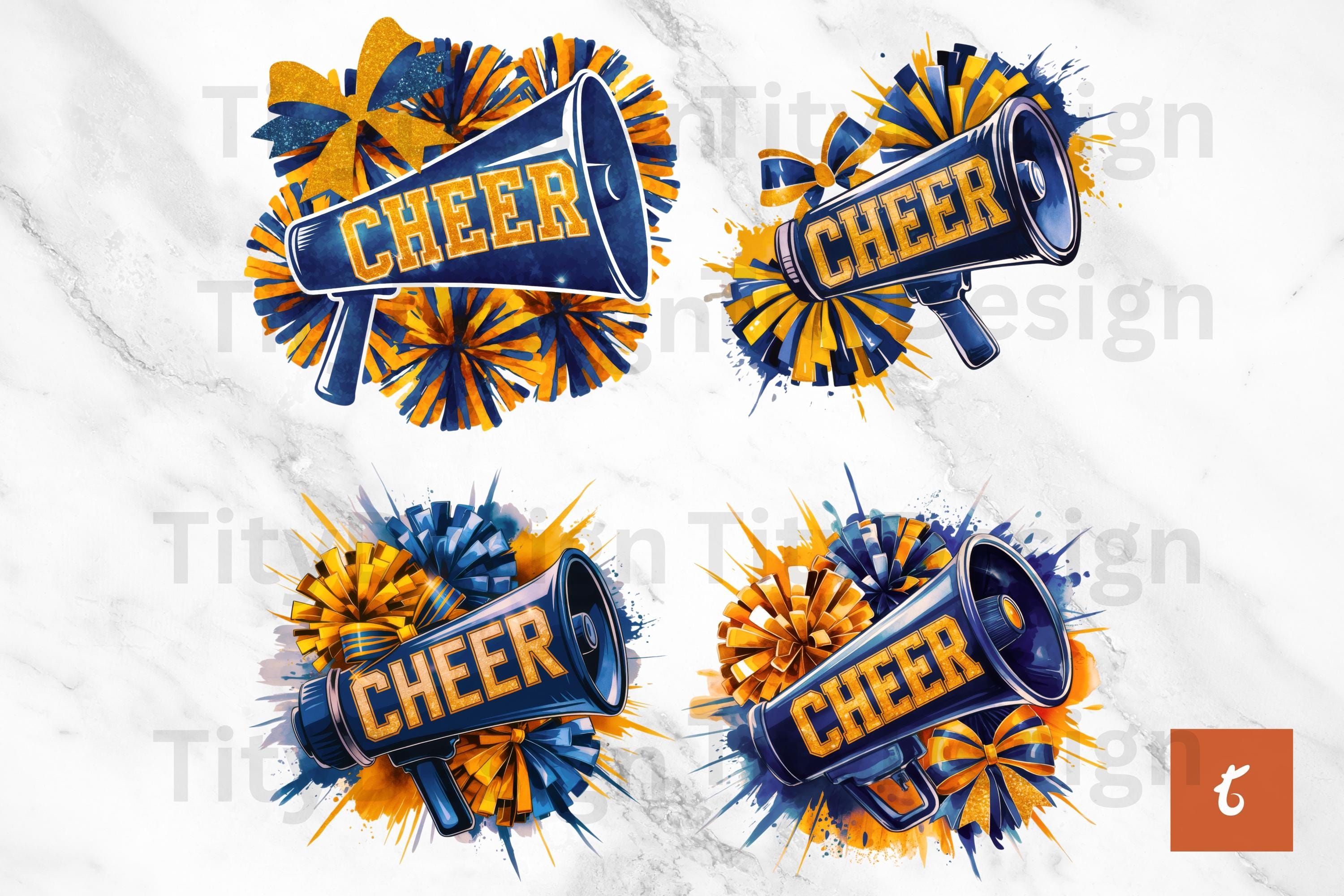 Cheer Blue and Gold Watercolor Sublimation - Cheerleading Shirt Design ...