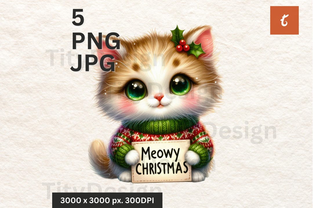 Meowy Christmas PNG - Festive Cat Clipart - Cat Christmas Shirt Png ...