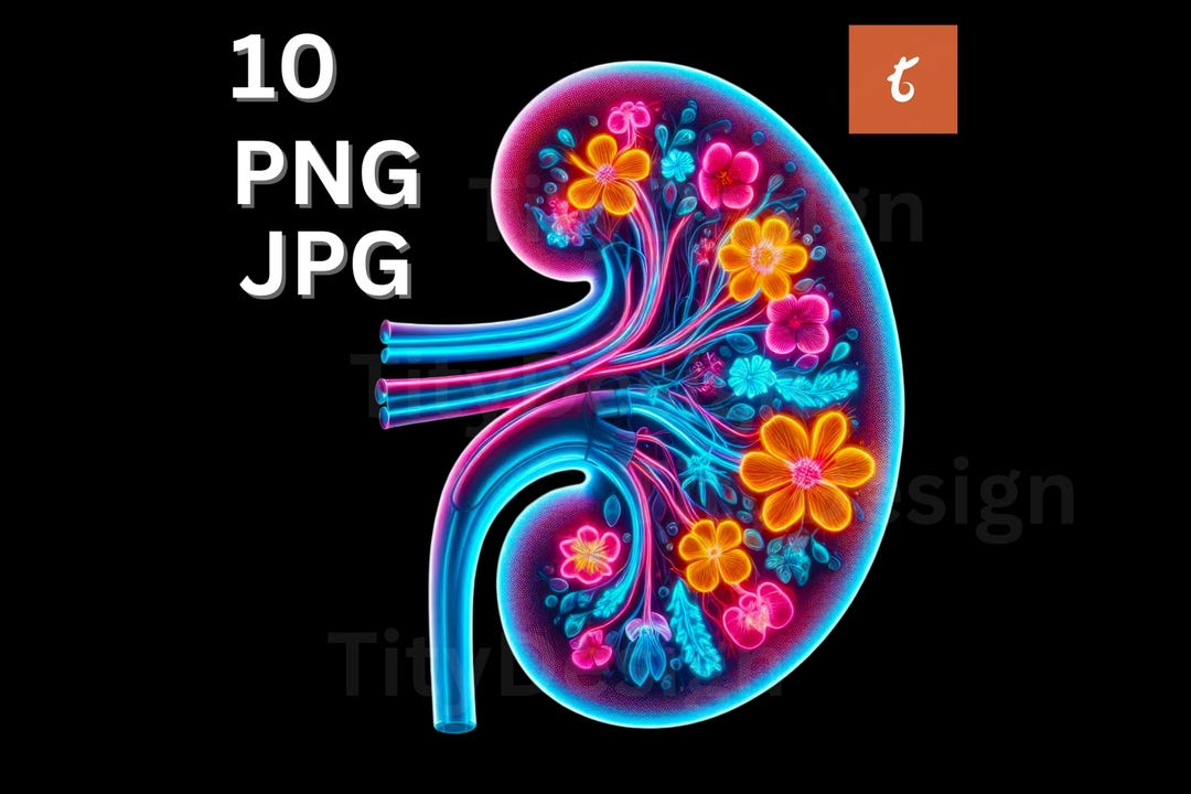 Neon Kidney Clipart - 3D Floral Sublimation Design - Beautiful Floral ...