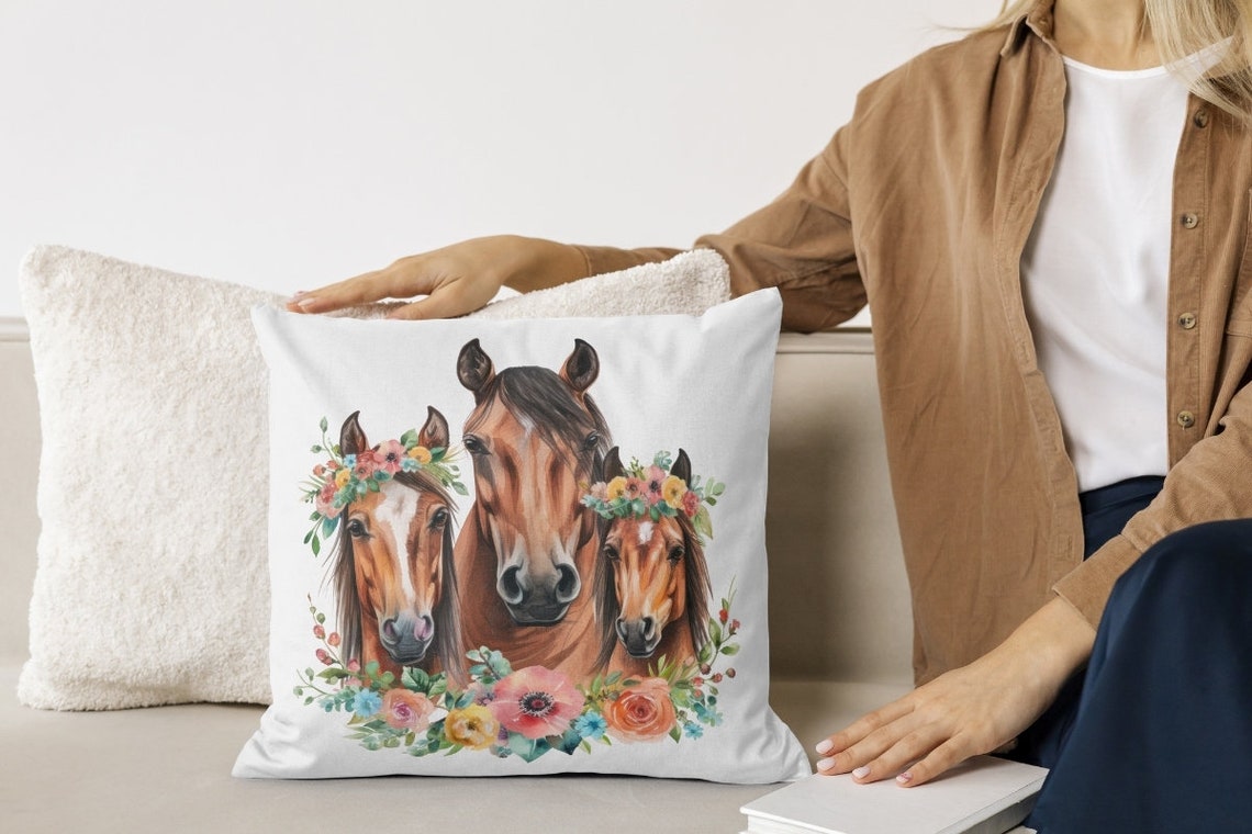 34 Watercolor Floral Horse Clipart Horses With Flower Crown Sublimation ...