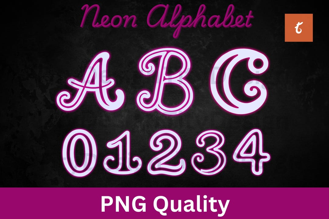 Neon Cursive Alphabet Font - Stylish Script for Digital Design, Posters ...