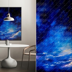 Starry Night Digital Paper - 50 Blue Watercolor Texture - Night Sky ...