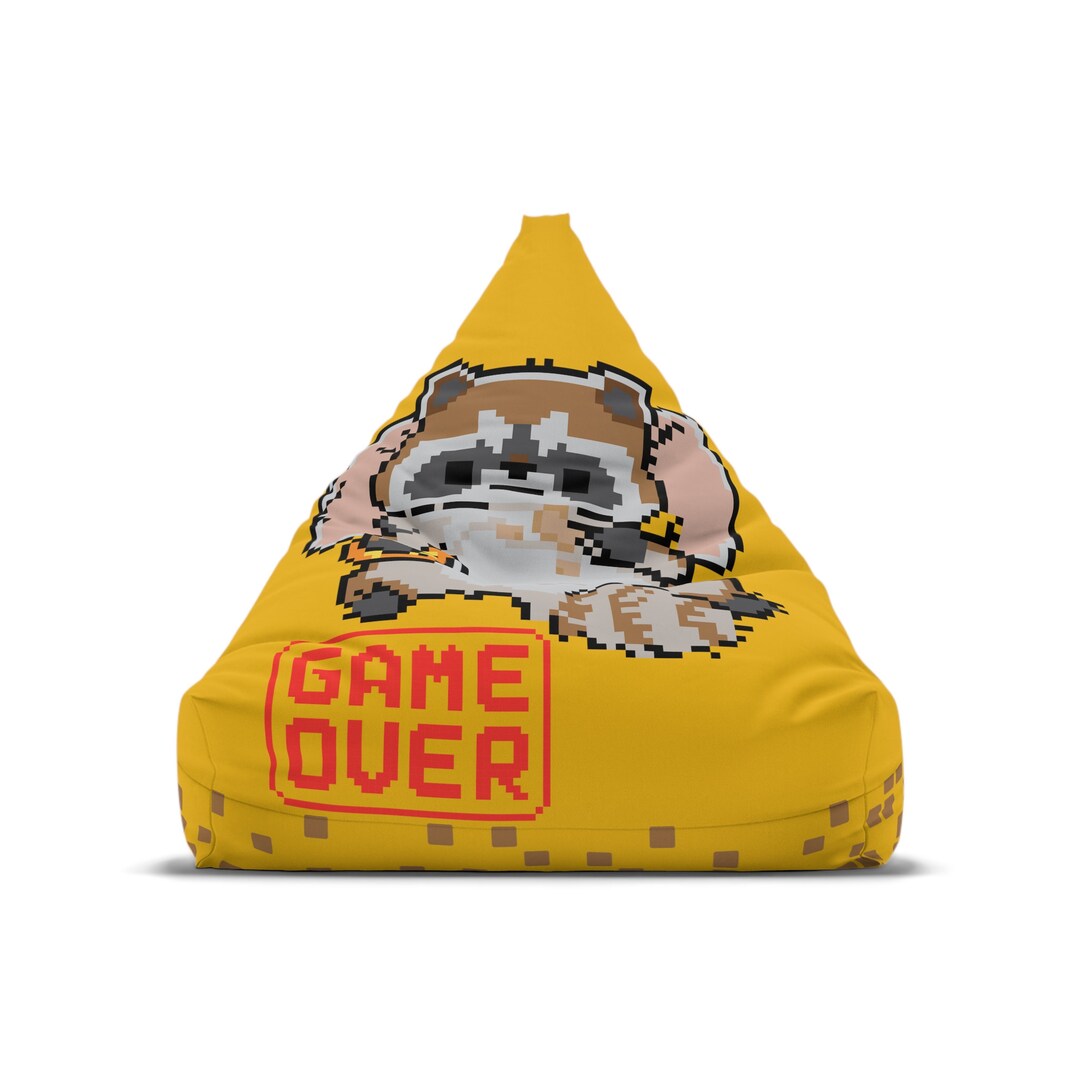 Pixelated 8 Bit Game Over Relaxing Racoon Bean Bag Chair - Etsy