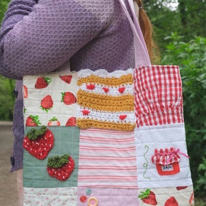 Handmade Quilted Patchwork Strawberry Shortcake Tote Bag - Etsy
