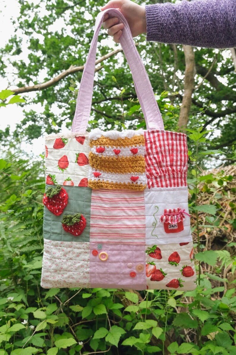 Handmade Quilted Patchwork Strawberry Shortcake Tote Bag - Etsy