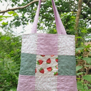 Handmade Quilted Patchwork Strawberry Shortcake Tote Bag - Etsy