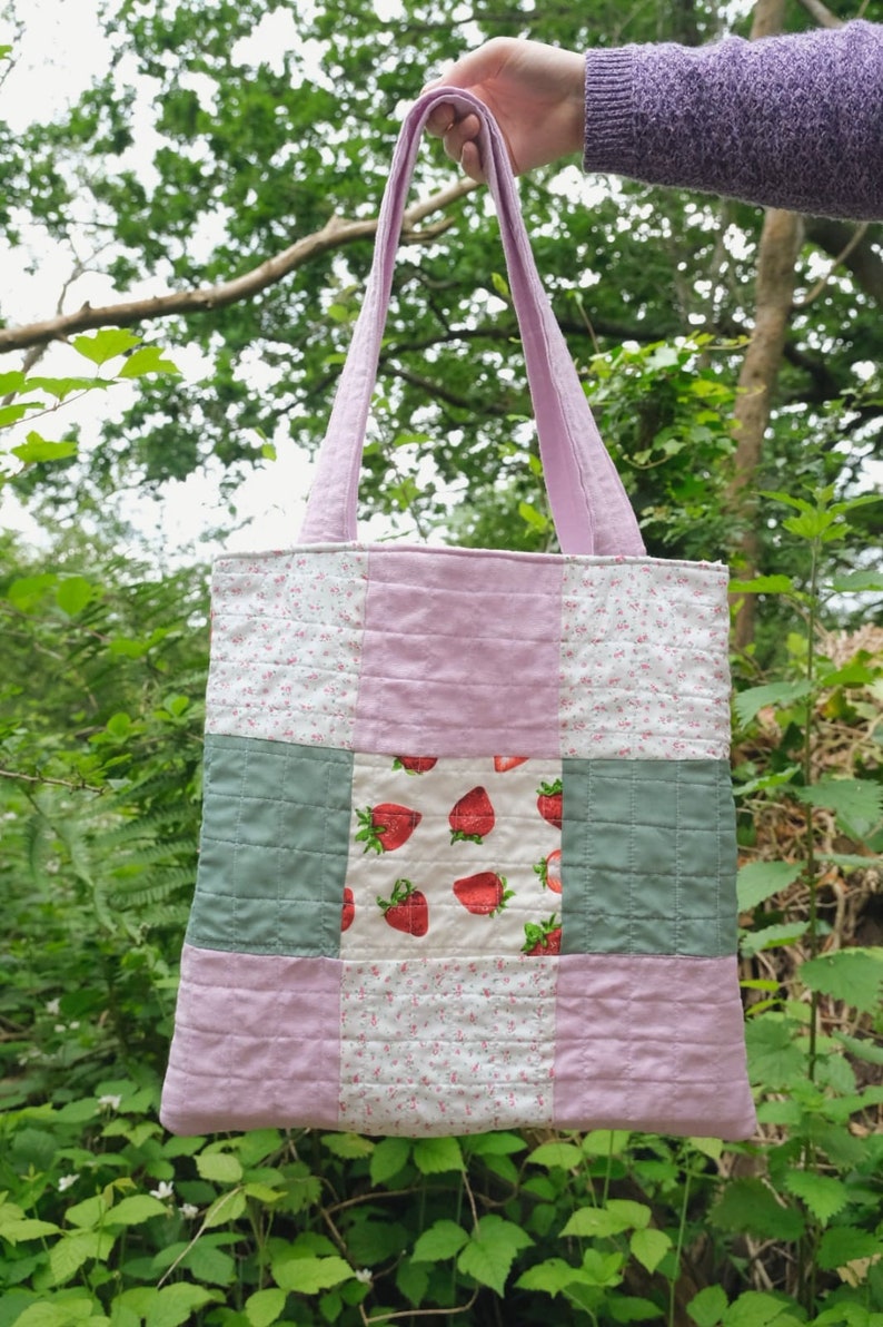Handmade Quilted Patchwork Strawberry Shortcake Tote Bag - Etsy