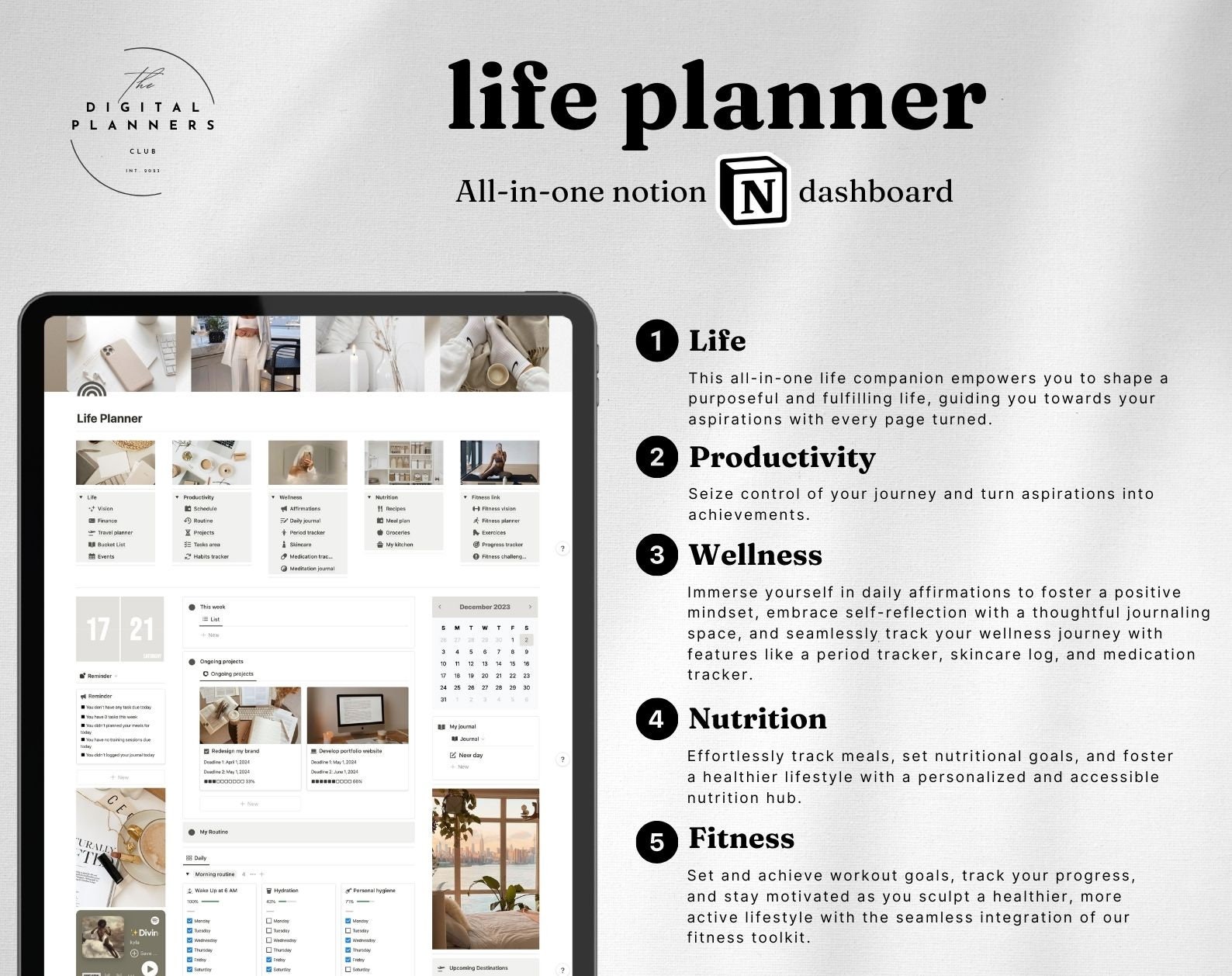 Notion Life Planner Notion Dashboard Notion Template 50 Pages, Habit ...