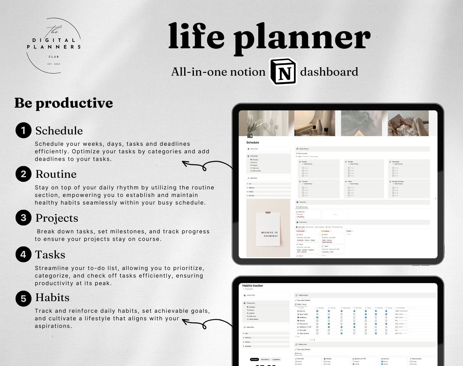 Notion Life Planner Notion Dashboard Notion Template 50 Pages, Habit ...