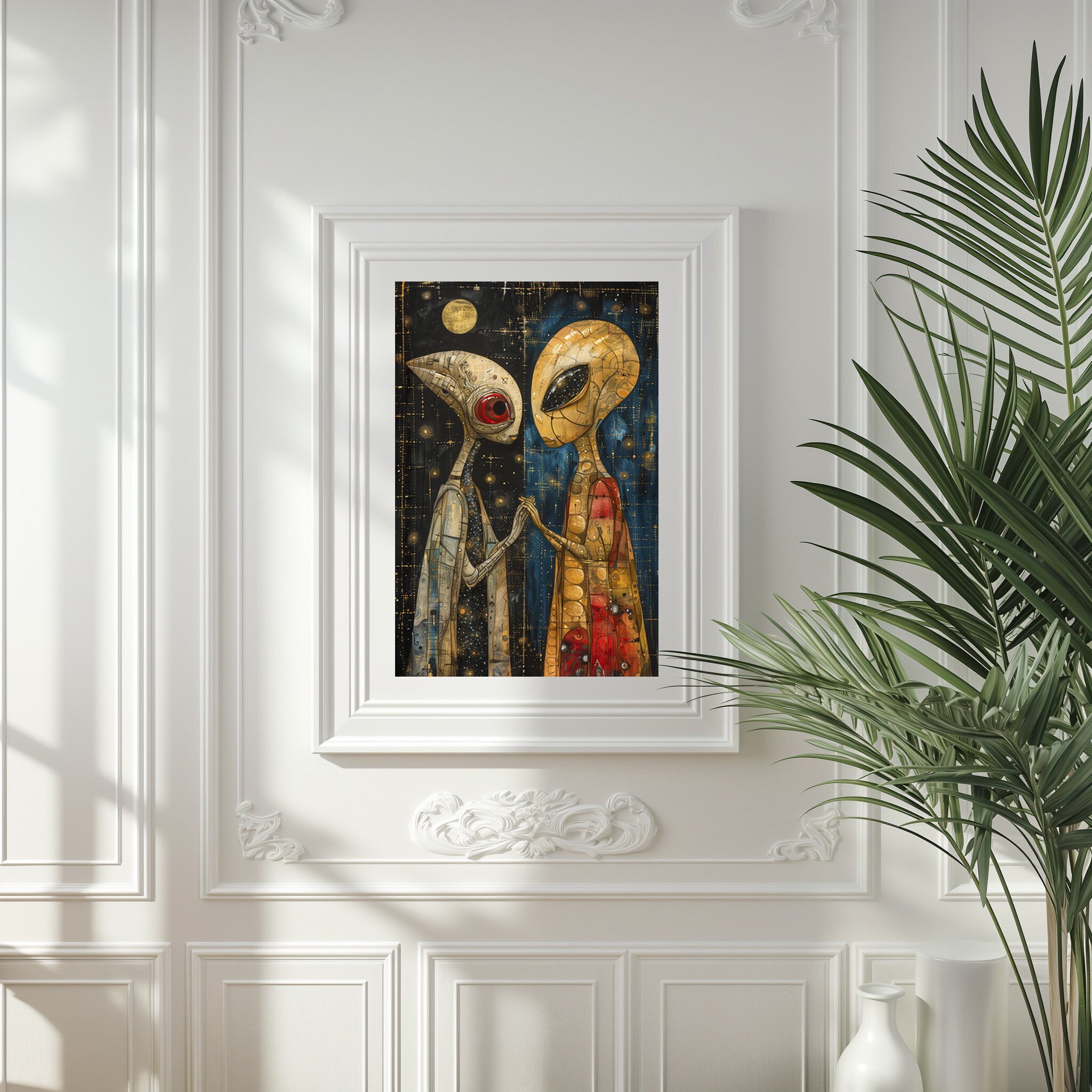 Cosmic Companions, Alien Love Grey Alien Printable, Downloadable, Wall ...