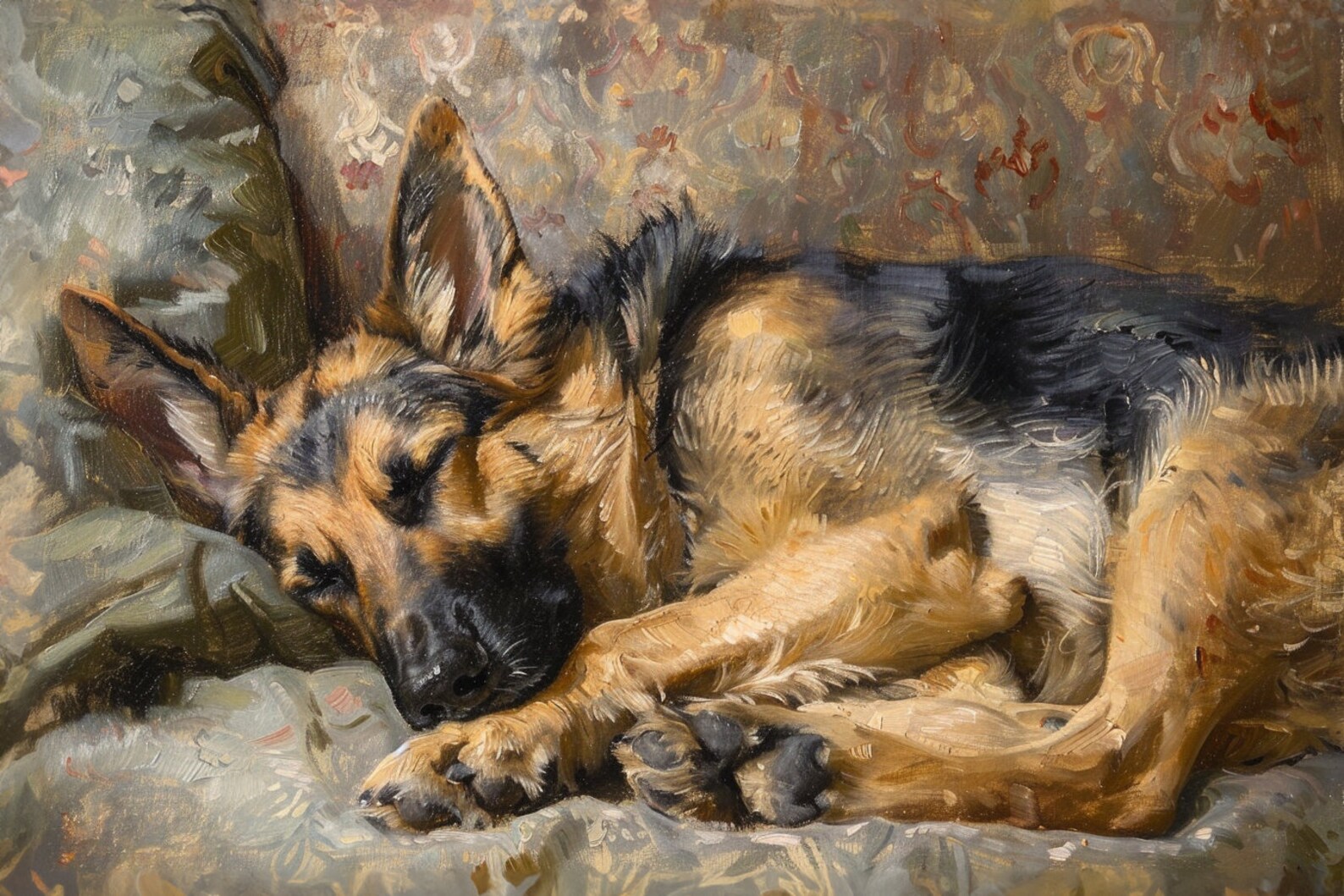 Alsatian German Shepherd Sleeping, Wall Art, Poster, Downloadable - Etsy