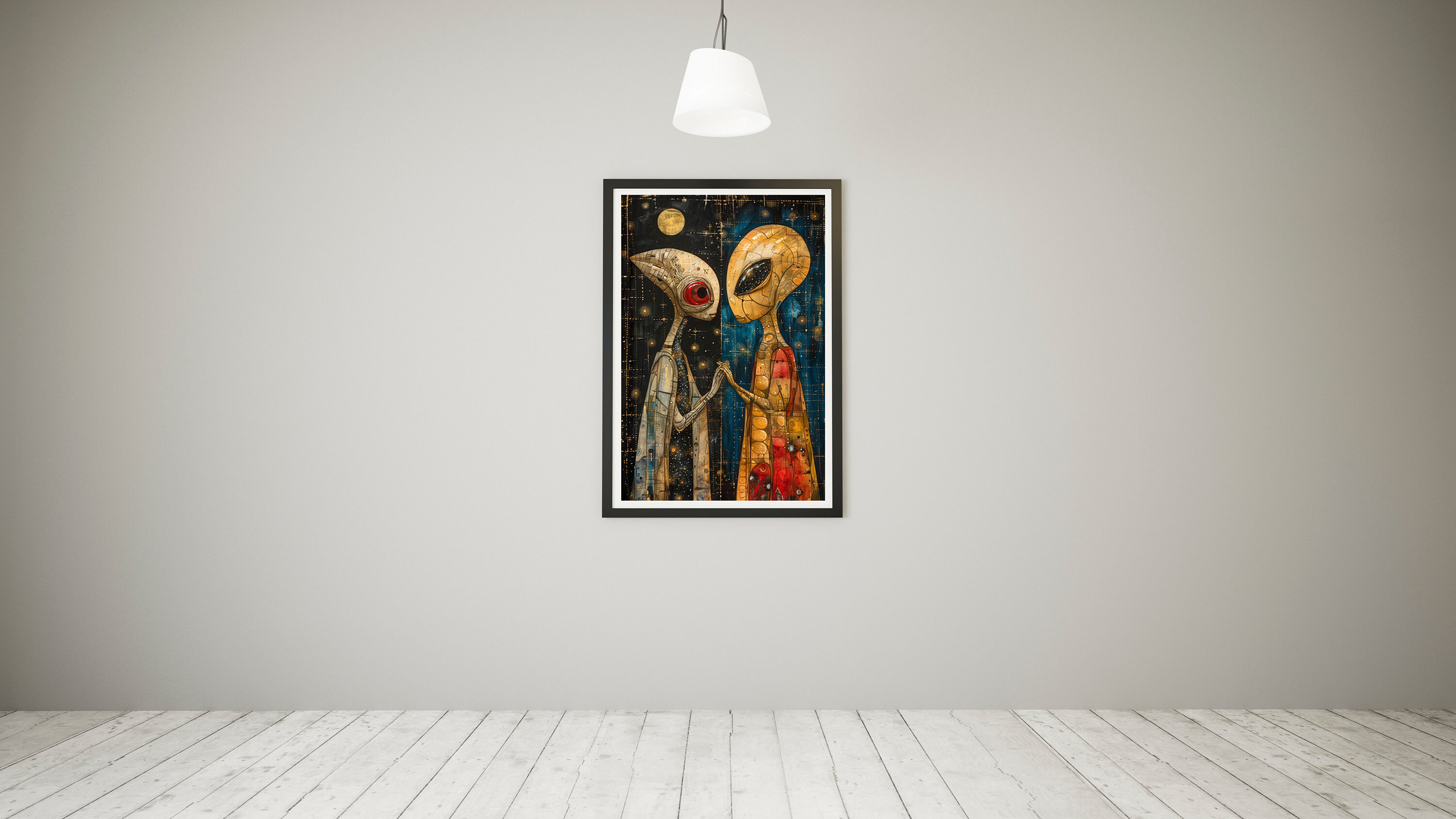 Cosmic Companions, Alien Love Grey Alien Printable, Downloadable, Wall ...