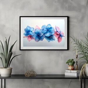 Blue Pink Flowers, Printable, Downloadable, Wall Art, Poster, Art, Muti ...