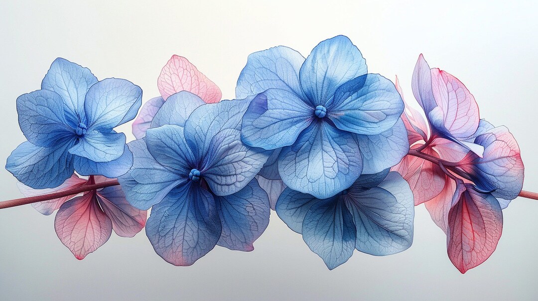 Blue Pink Flowers, Printable, Downloadable, Wall Art, Poster, Art, Muti ...