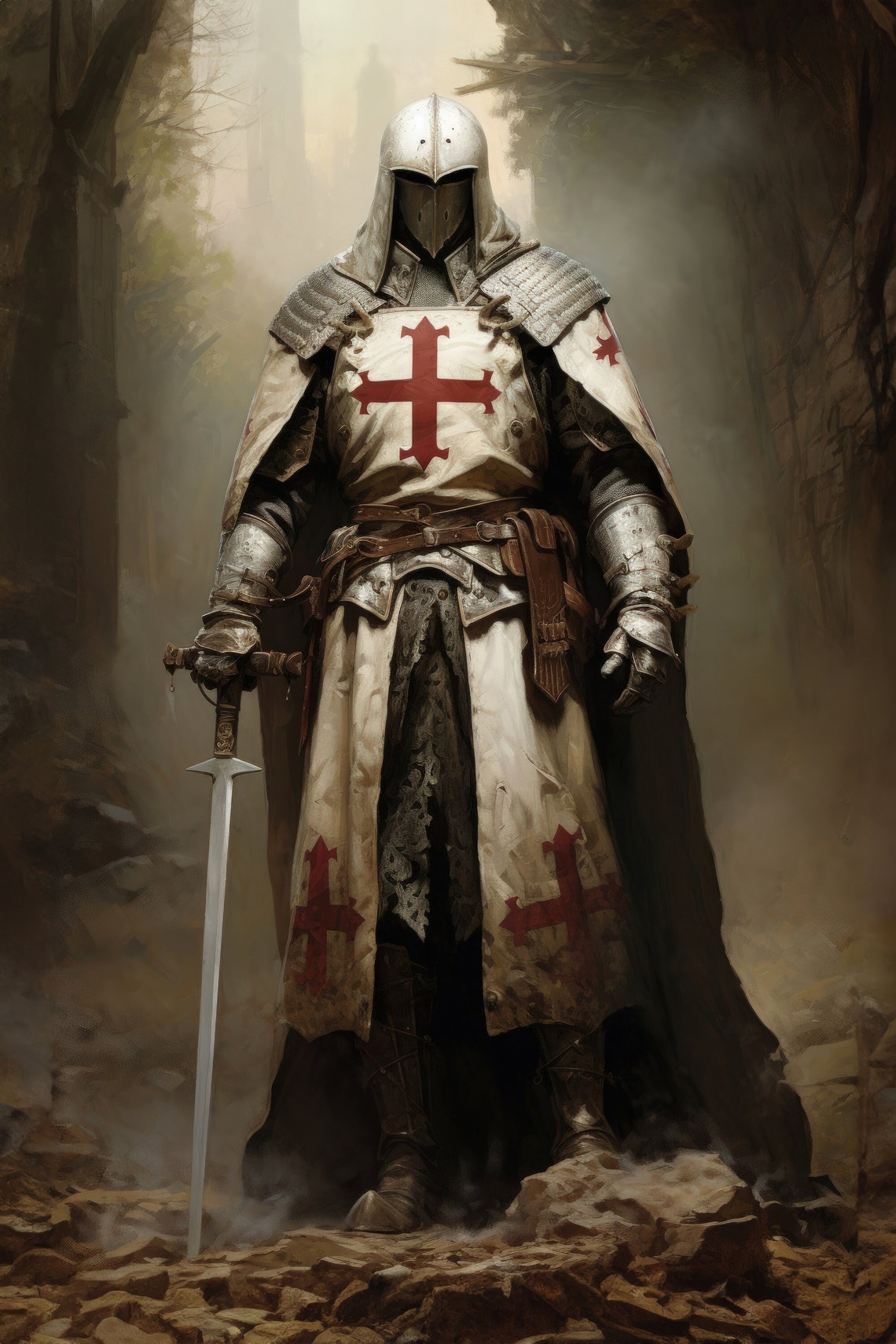 Templar Knight Art Print: Medieval Crusader (downloadable) - Etsy