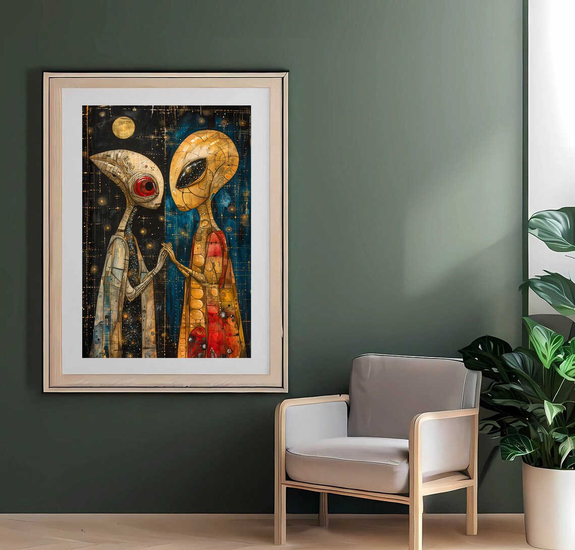 Cosmic Companions, Alien Love Grey Alien Printable, Downloadable, Wall ...