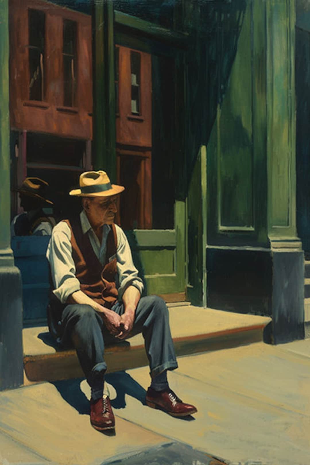 Edward Hopper Style Print: Solitude in the City (4000x6000 Pixels ...