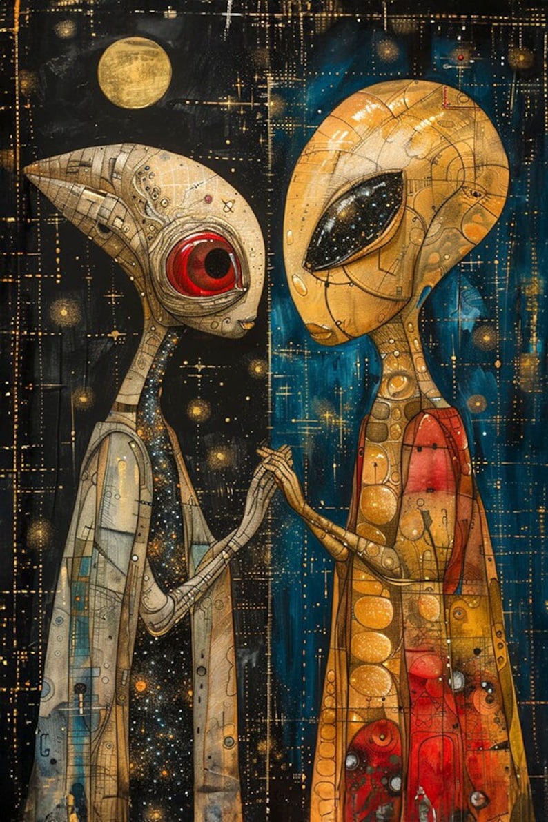 Cosmic Companions, Alien Love Grey Alien Printable, Downloadable, Wall ...