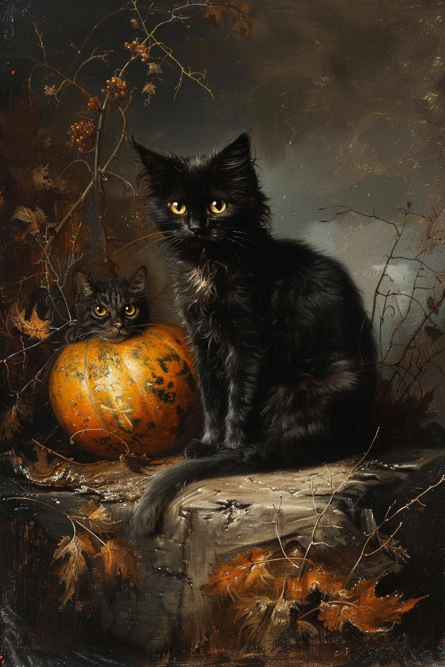 The Witches Cat and Kitten, Printable, Downloadable, Wall Art, Poster, Art, Large Size ...