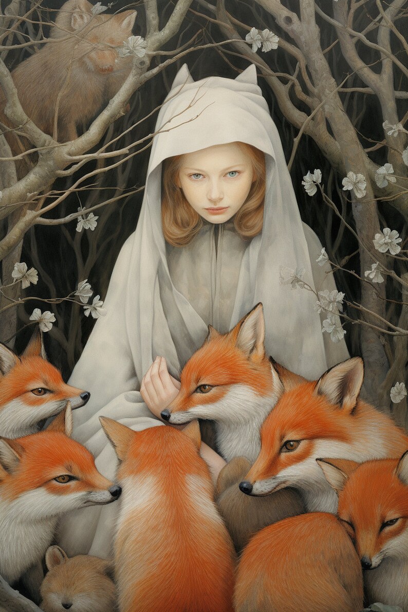 Fox Girl Printable, Downloadable, Wall Art, Poster, Art, Large Size ...