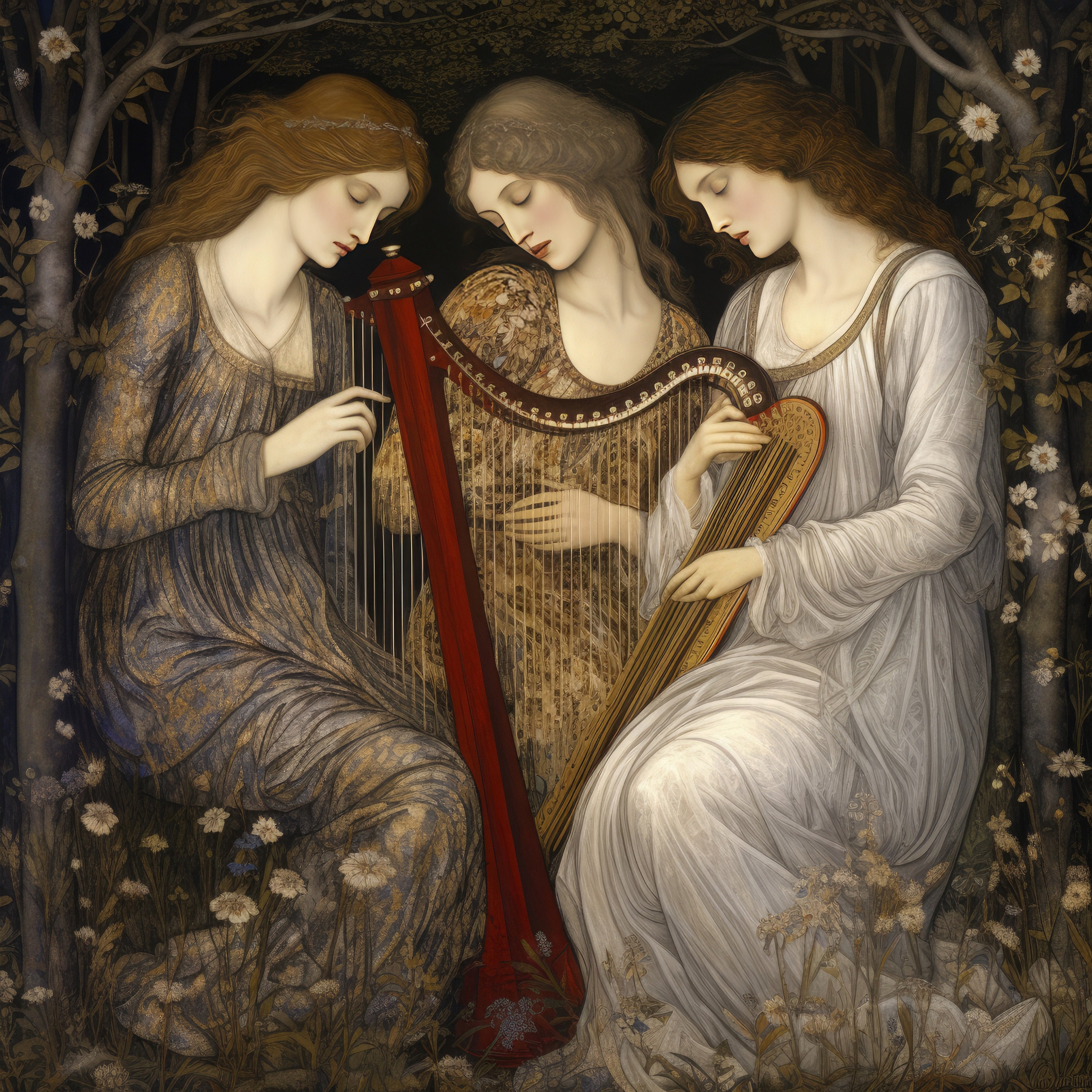 Angels Playing Harps Antique Art Print (downloadable) - Etsy