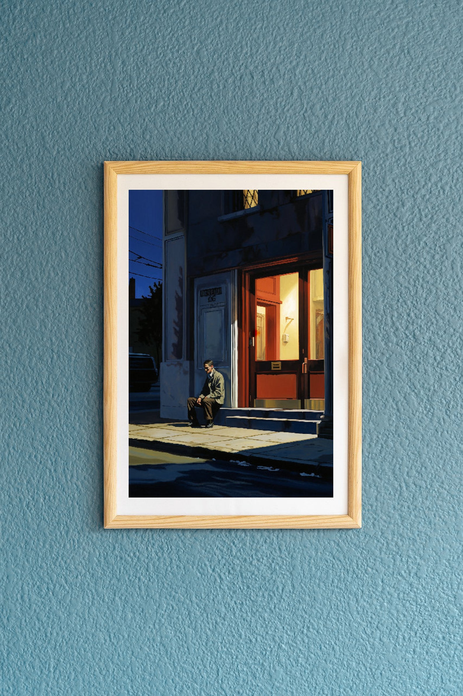 Edward Hopper Style Print: Man Alone, Vintage Home Decor (downloadable ...