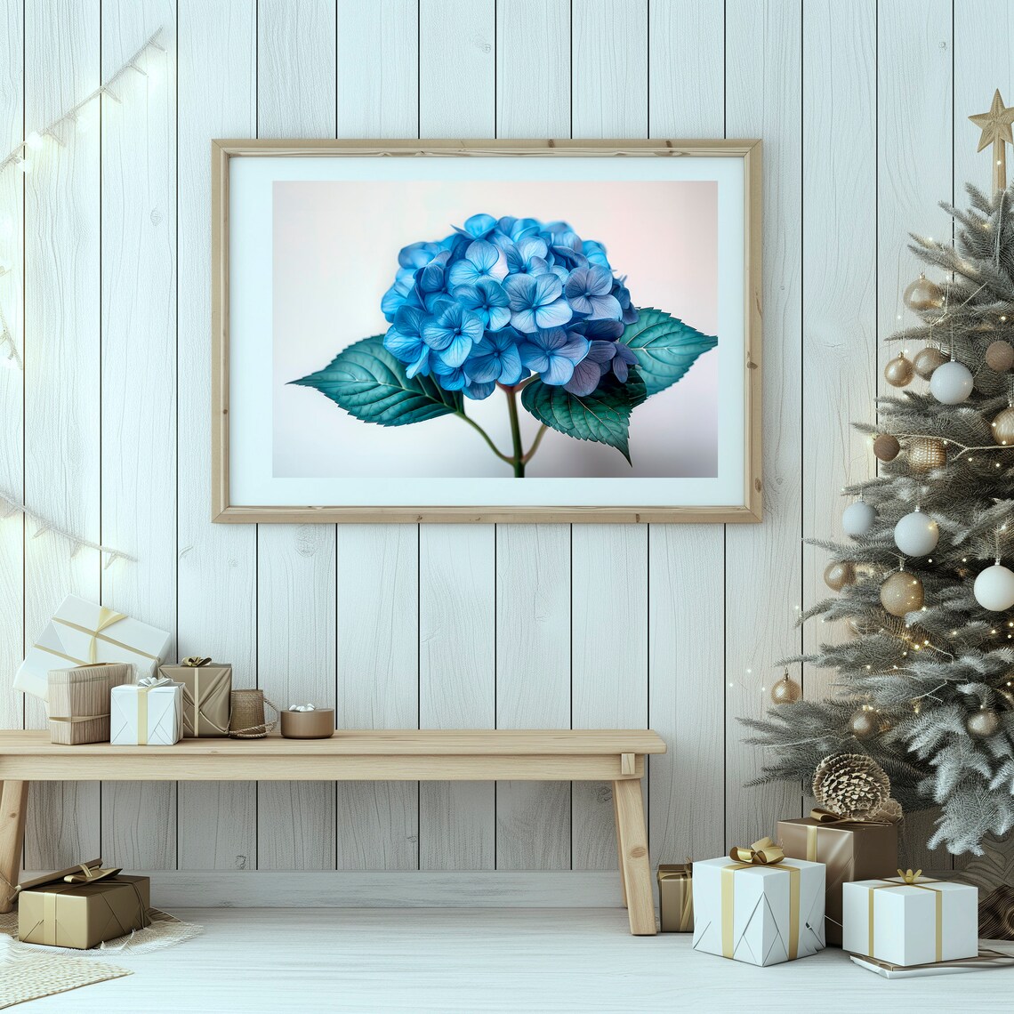 Blue Hydrangea Flower Art Print: Modern Floral Poster (digital Download ...