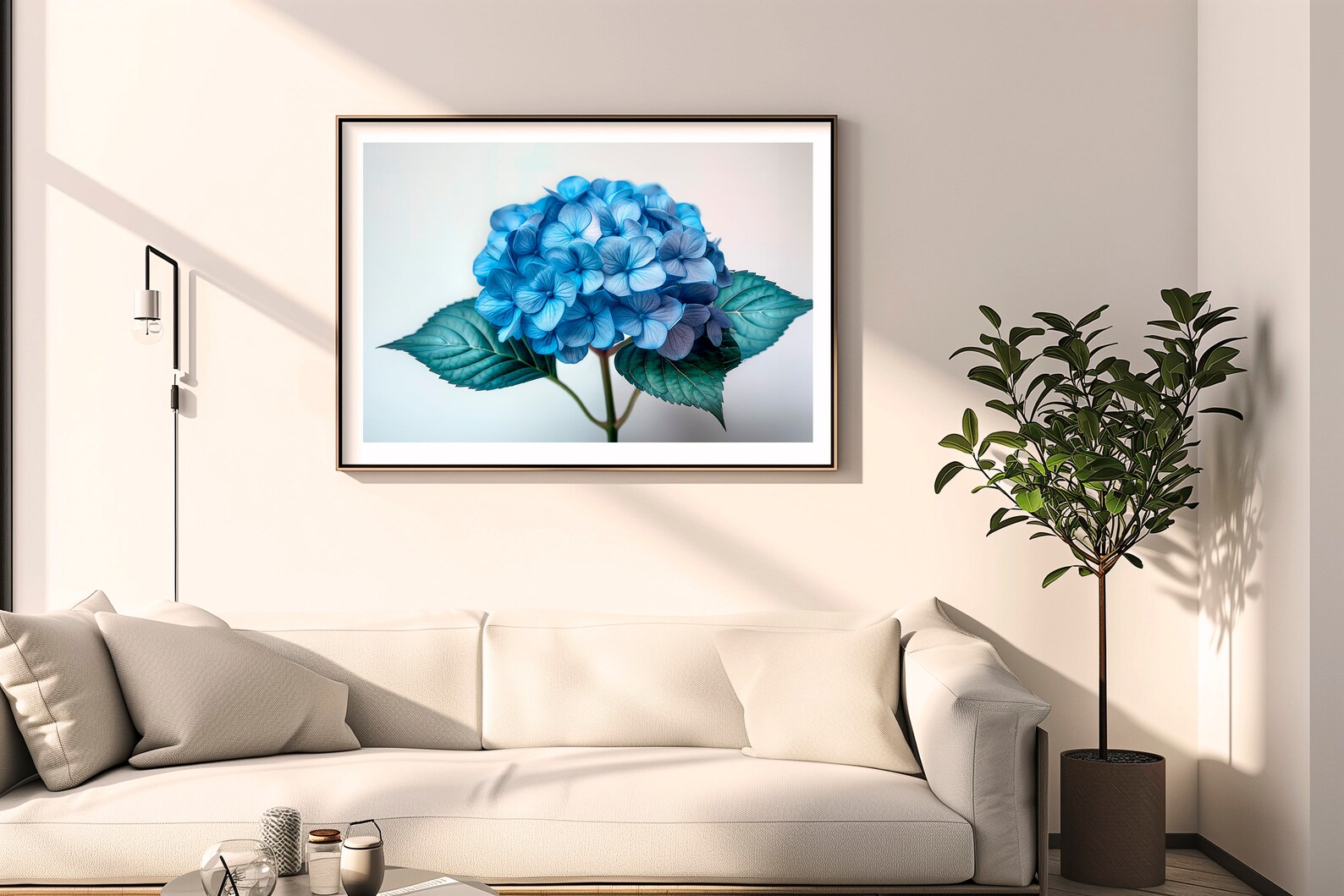 Blue Hydrangea Flower Art Print: Modern Floral Poster (digital Download ...