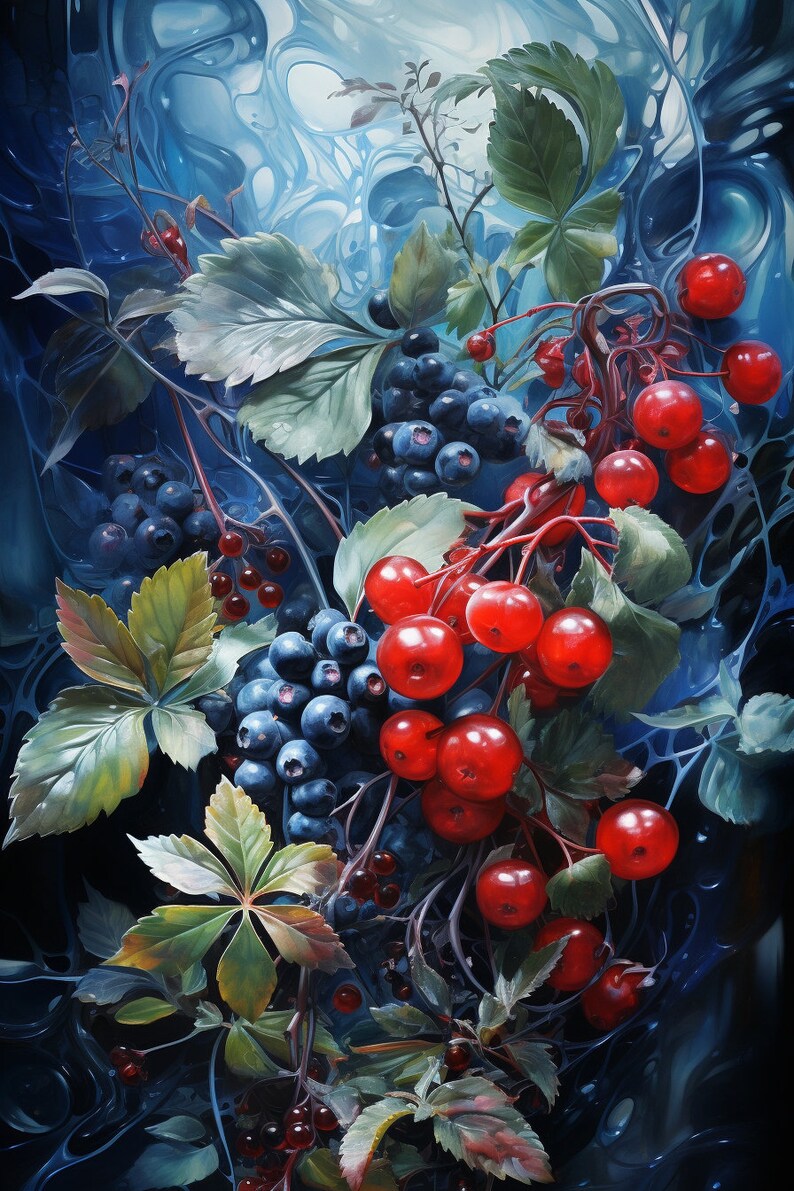 Berries Christmas Printable, Downloadable, Wall Art, Poster, Art, Large ...