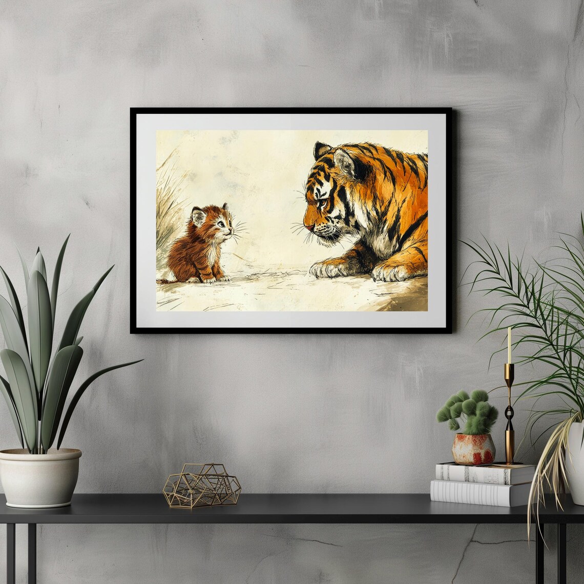 Tiger and Kitten Nursery Art Print: Playful Children's Decor (digital ...