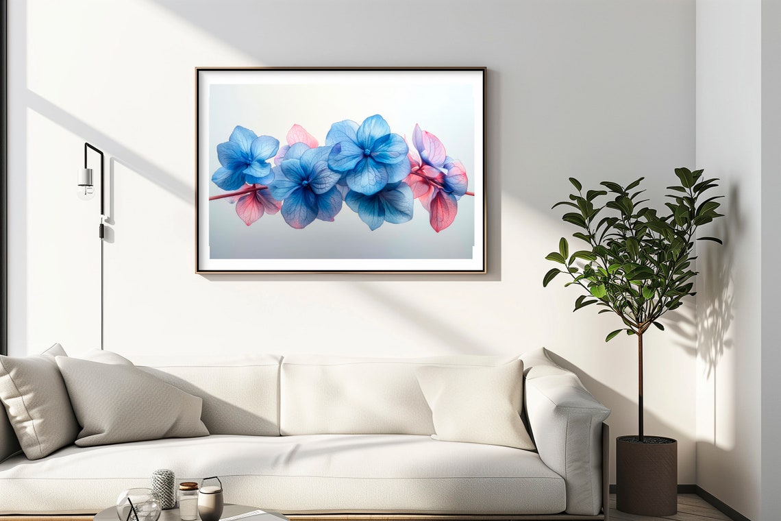 Blue Pink Flowers, Printable, Downloadable, Wall Art, Poster, Art, Muti ...
