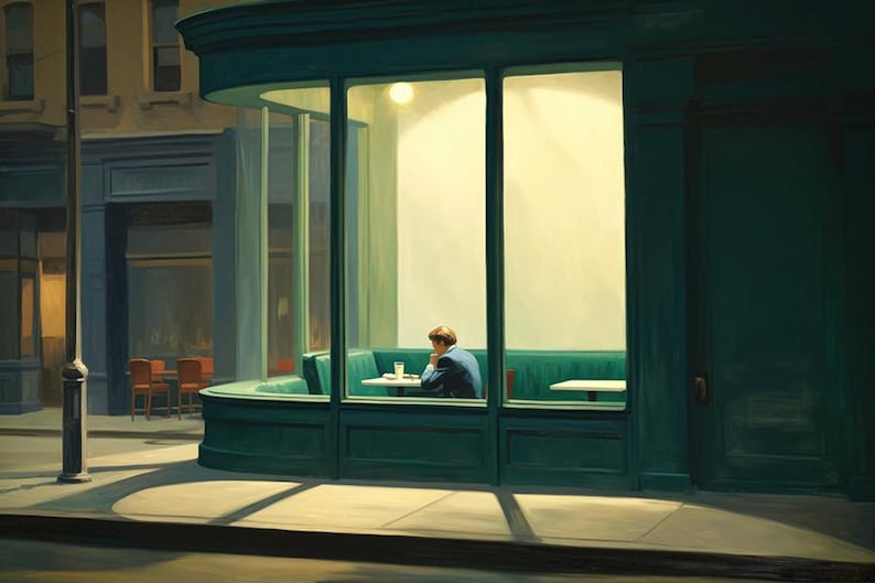 Edward Hopper Style Diner Art Print: "just Before Midnight" (digital ...