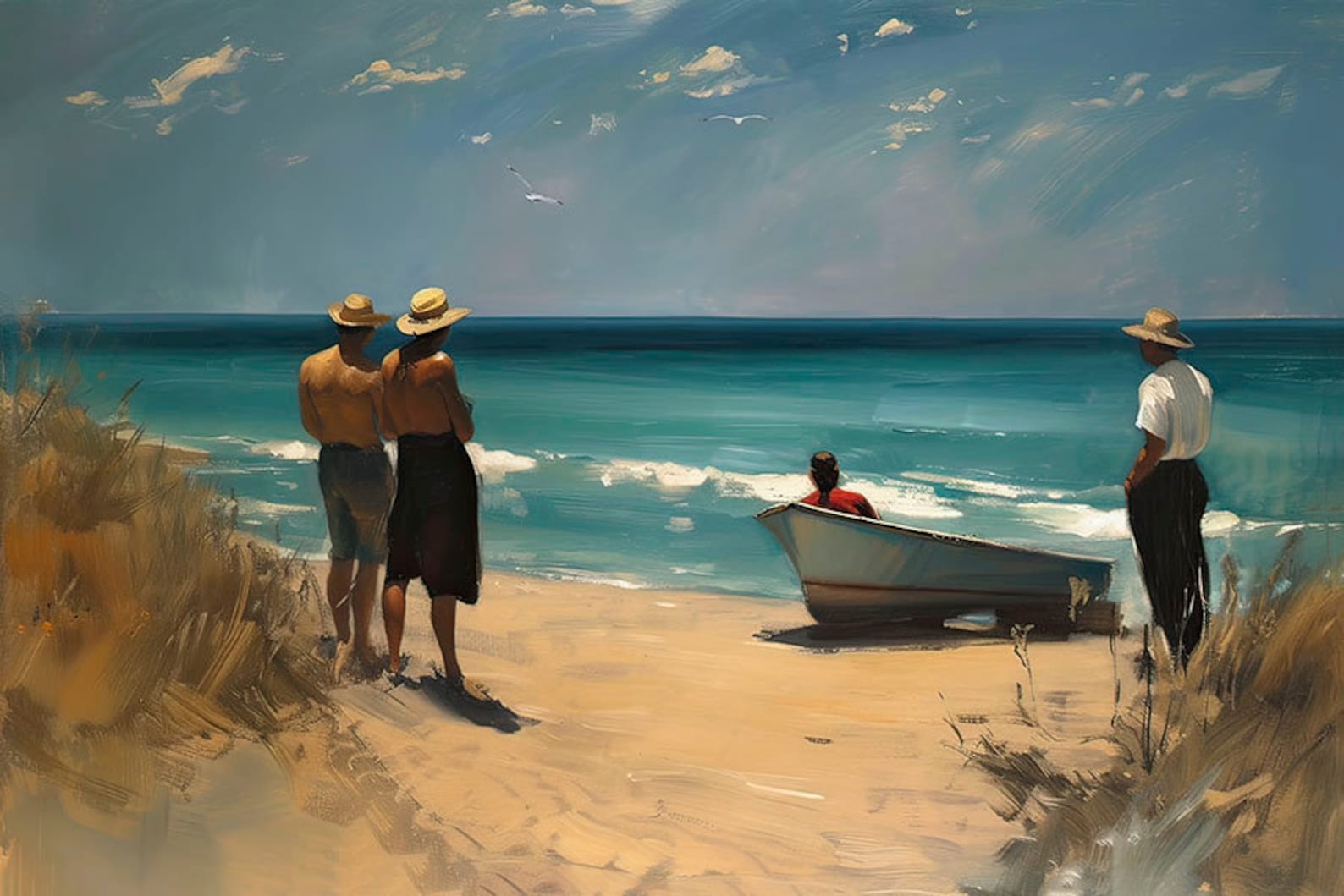 Edward Hopper Style Beach Print: Tranquil Seaside Scene (digital ...