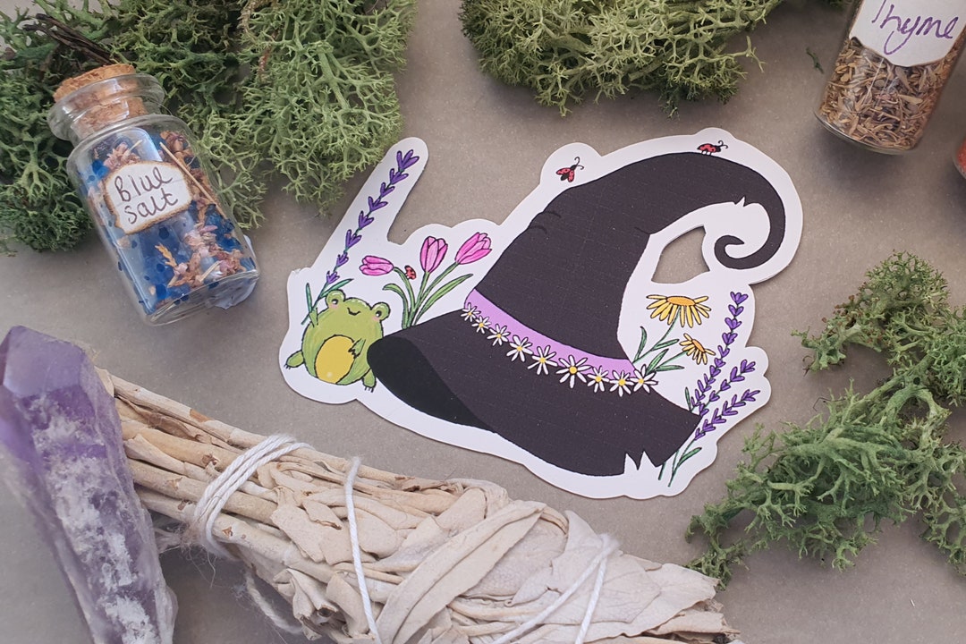 Witches Spring Hat, Vinyl Sticker, Planner, Journal, Book of Shadows ...