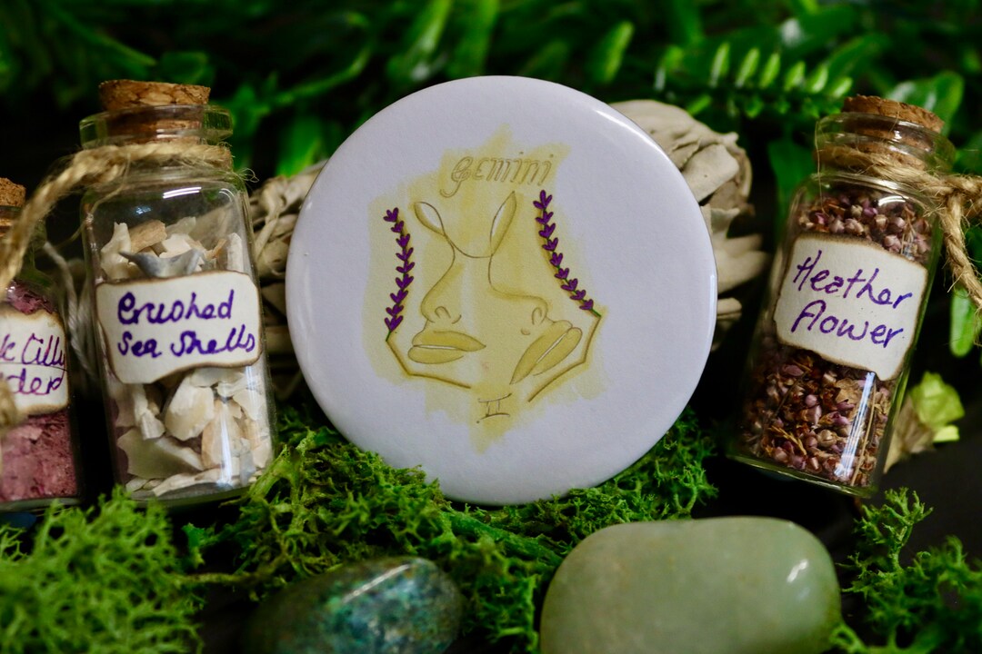 Gemini Zodiac Badge: Witchy Astrology Gift, Celestial Pin - Etsy