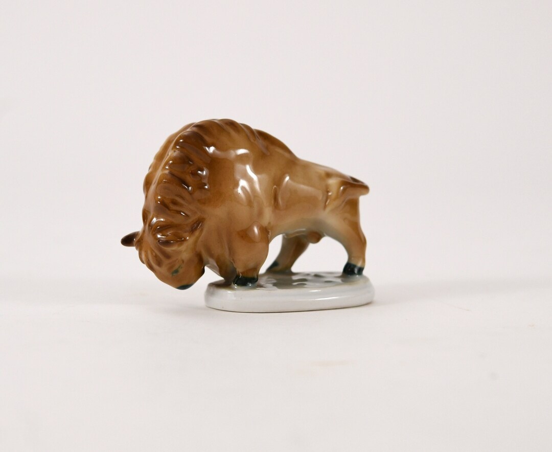 Vintage Zsolnay Porcelain Buffalo I 1960s I Hand Painted Buffalo ...