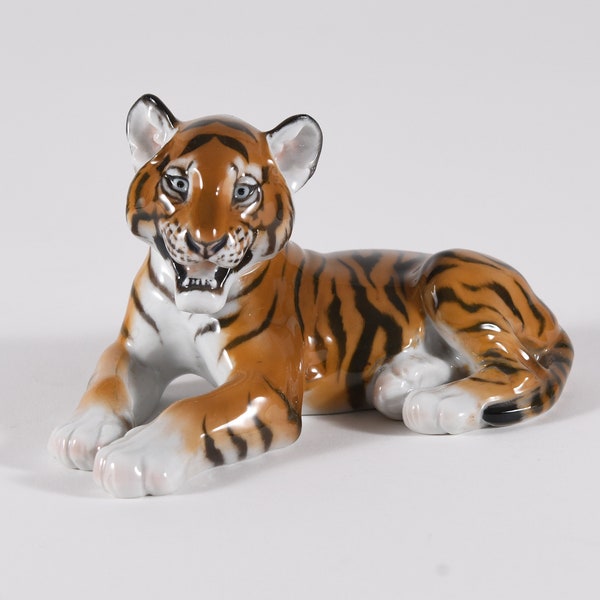 Porcelain Tiger Figurine - Etsy
