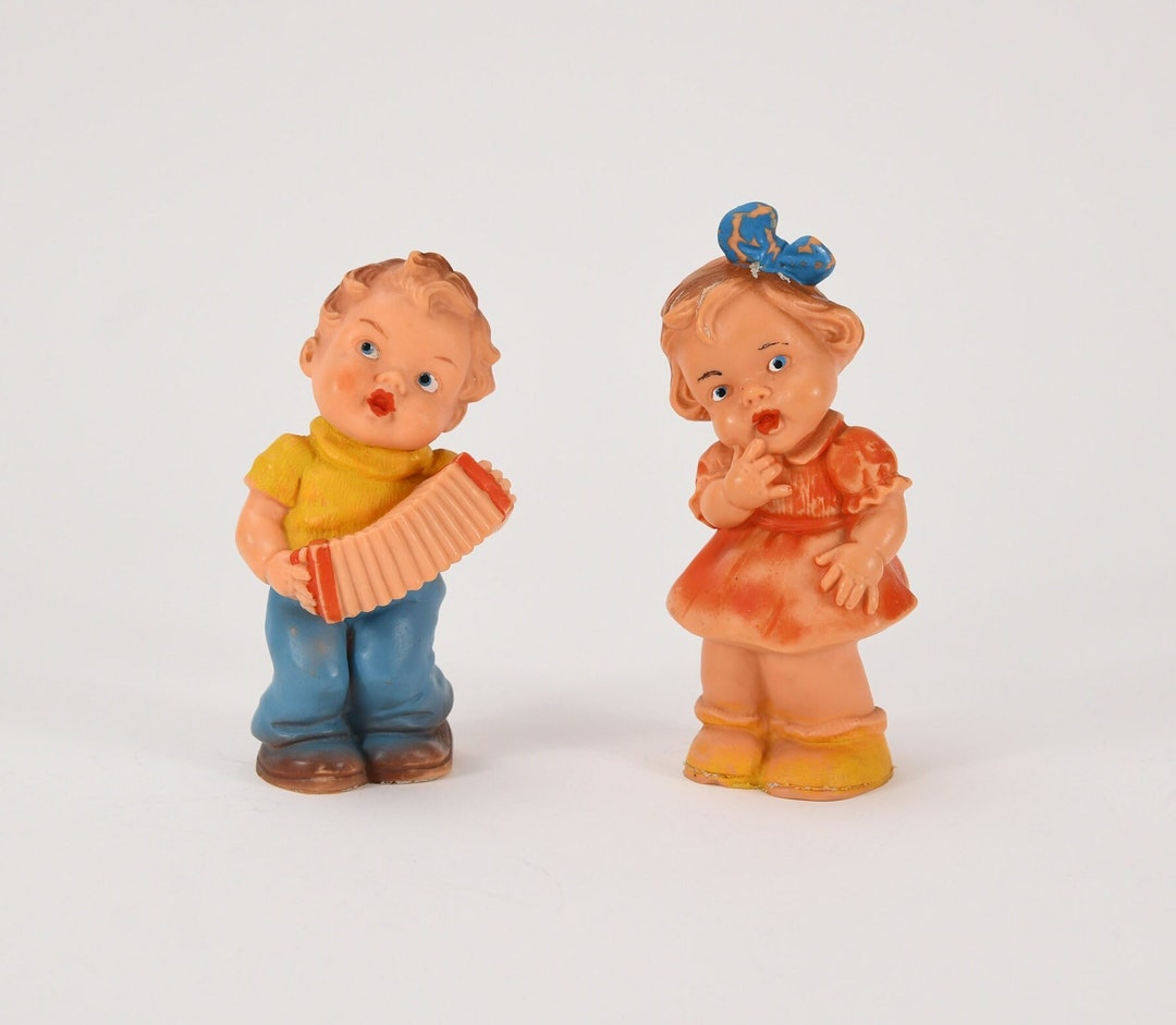 Vintage Girl and Boy Squeaky Figures I 1950s I Mid Century German ...