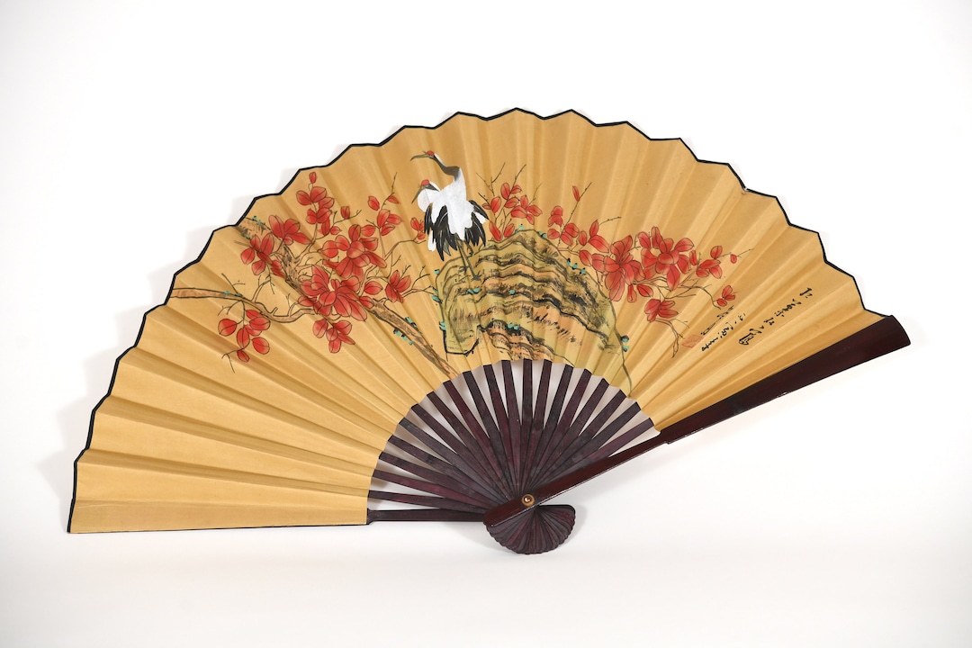 Vintage Japanese Hand-painted Fan I Folding Fan 1970s I Storks - Etsy