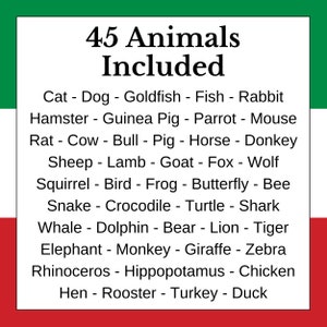 Learn Italian Bilingual Flashcards: Playing Card Size Animal Cards With ...