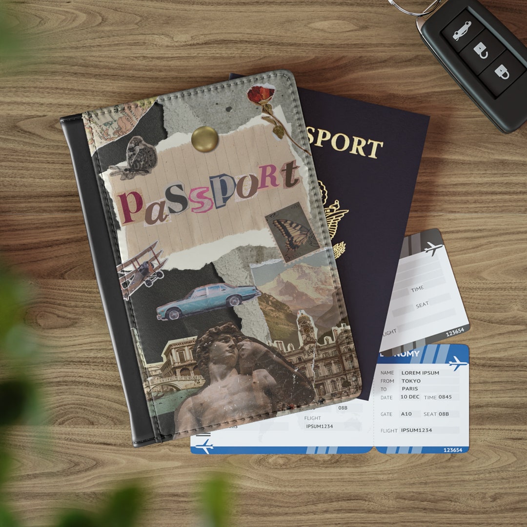 Scrapbook Vintage Collage Faux Leather Passport Cover Travel Wallet - Etsy