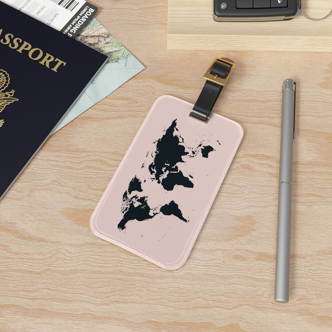 Pink and Black World Map Luggage Tag Baggage Tag Jet-set in Style - Etsy