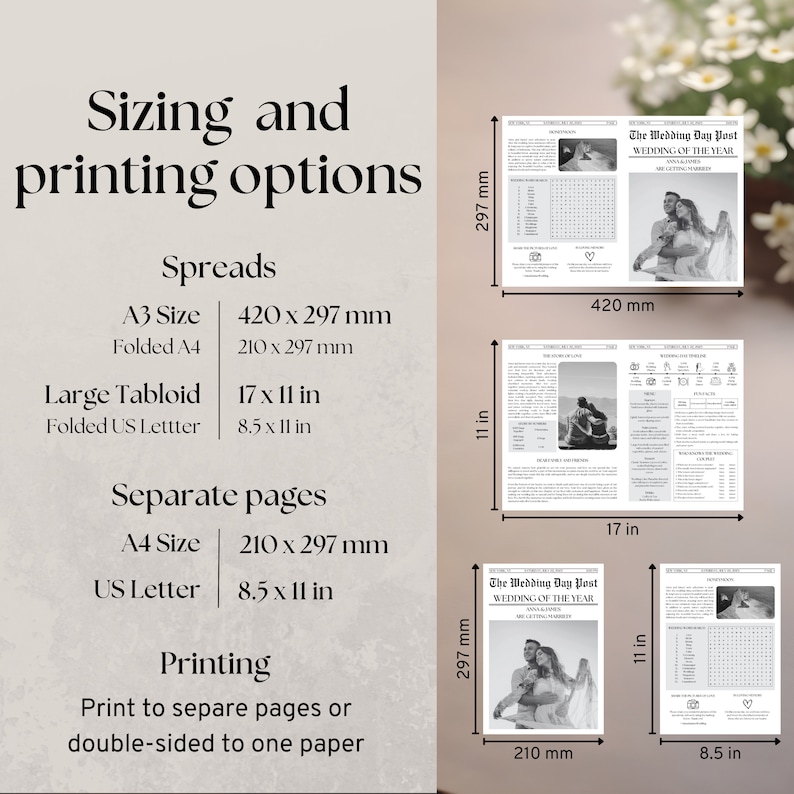 Newspaper Wedding Program Editable Wedding Newspaper Template in Canva ...