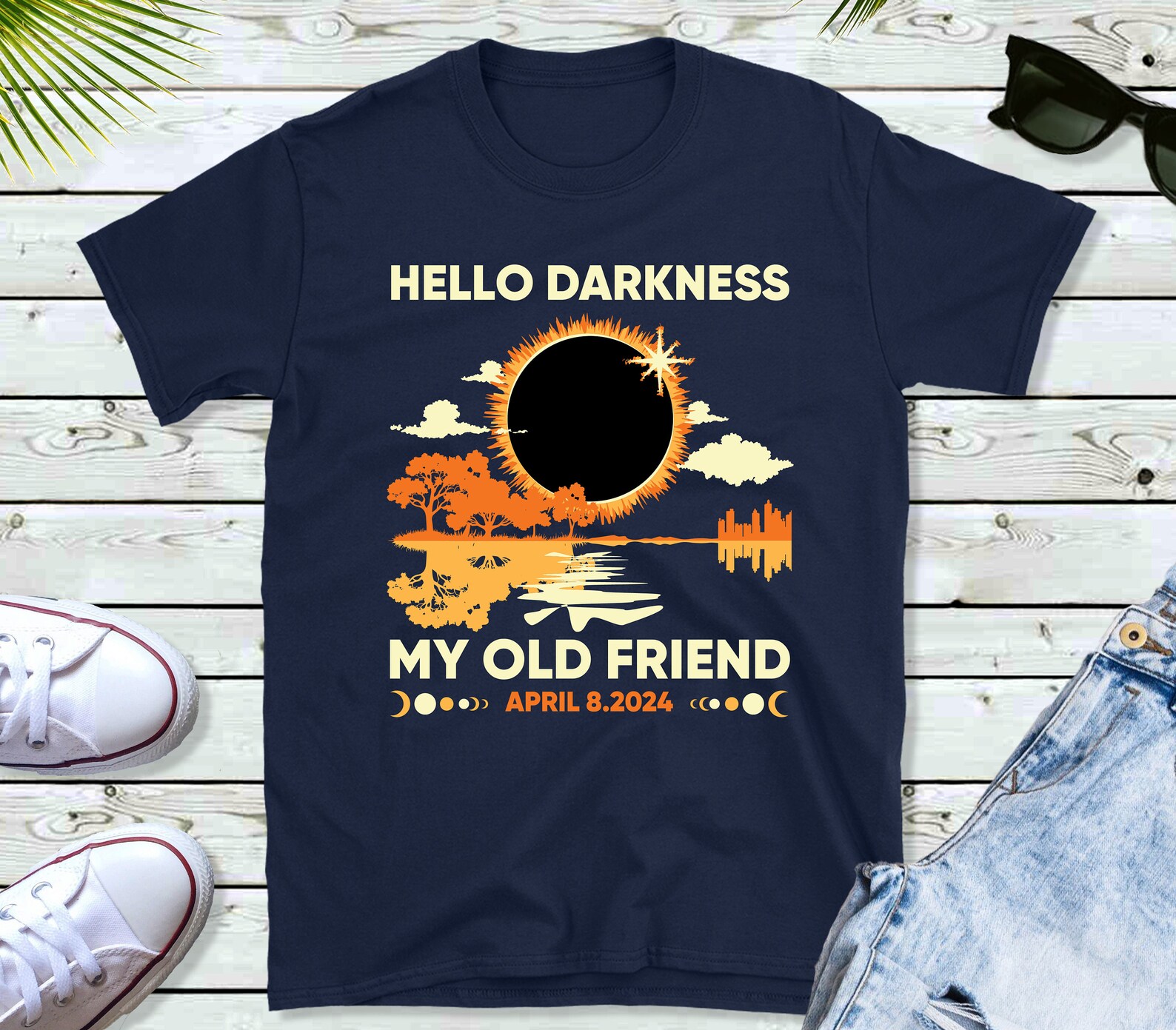 Hello Darkness Eclipse Shirt, Total Solar Shirt, April 8 2024 T Shirt ...