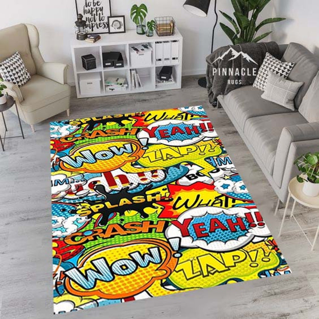 Cartoon Rug,boom Writed Rug,mixed Pattern Rug,colourful Rug,kids Rug ...
