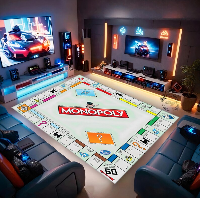 Monopoly Rug for Gaming Enthusiasts Unique Living Room Decor Perfect ...