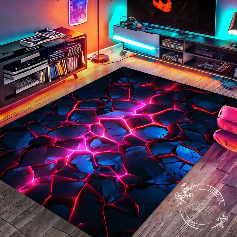 Neon Gaming Rug Brighten up Your Space in Style Gamer's Dream Neon Rug ...